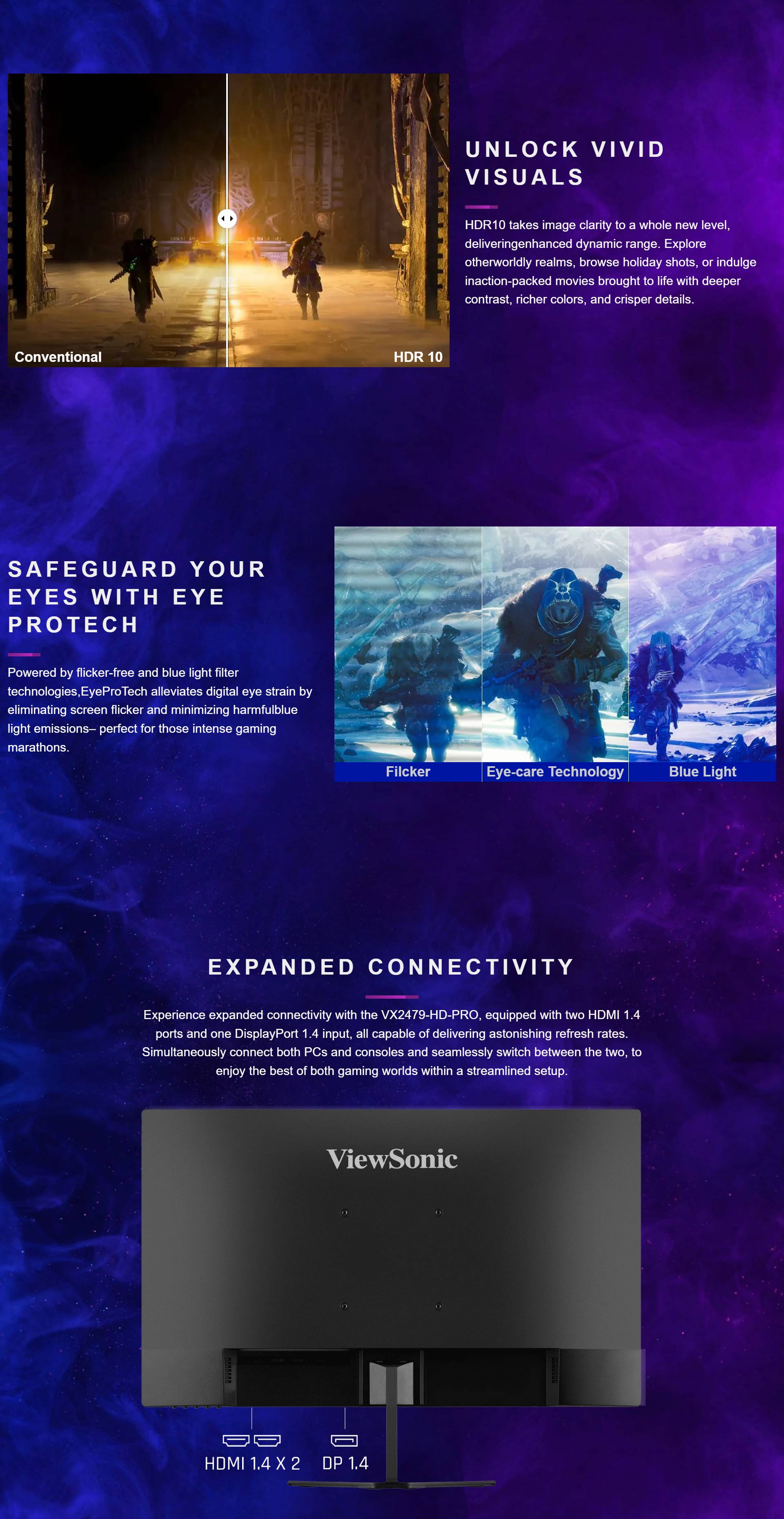 ViewSonic VX2479-HD-PRO 24" FHD 1920 x 1080 180Hz IPS Technology 1ms ...