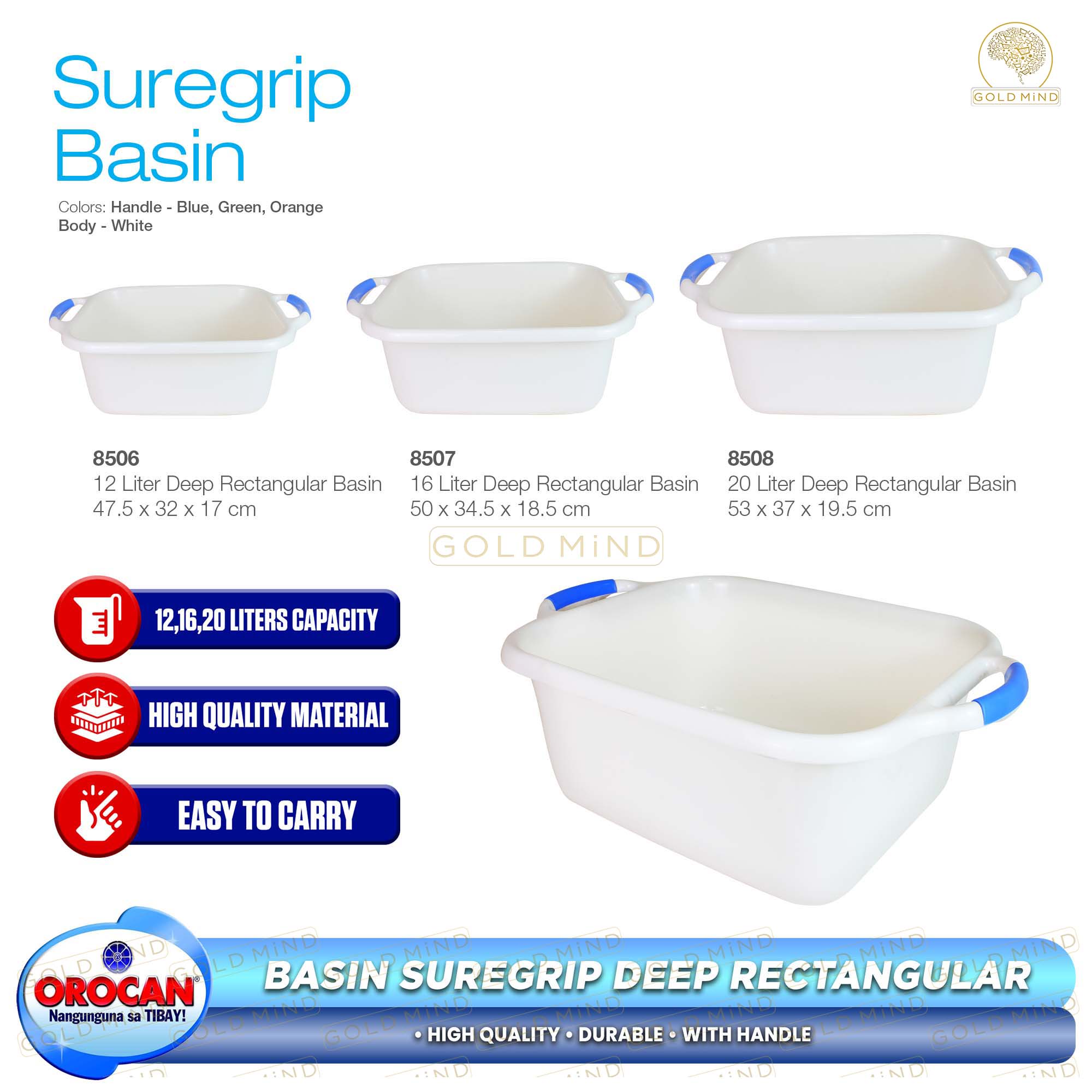 Orocan Deep Rectangular Basin 20 | 16 | 12 LITERS | Shopee Philippines