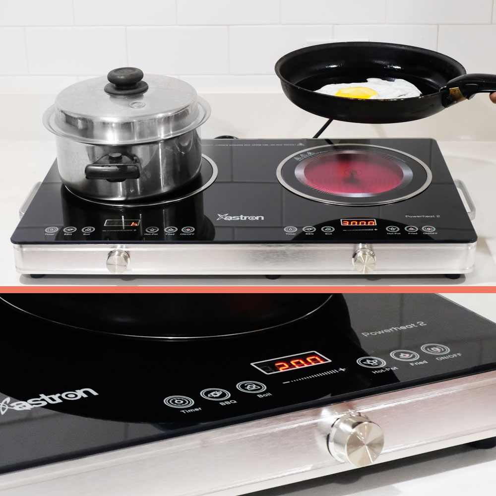 Astron POWERHEAT2 Double-Burner Infrared Ceramic Induction Stove ...