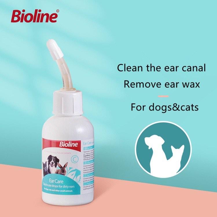 50ml Bioline Ear Drops Eye Drops Tear Stain Ear Mites Pet Wipes for ...
