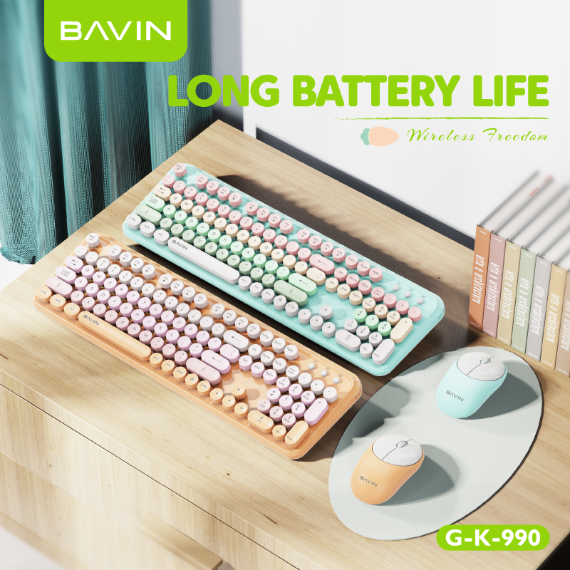 BAVIN K990 2.4G Cute Stylish Wireless Keyboard and mouse Compatible for ...