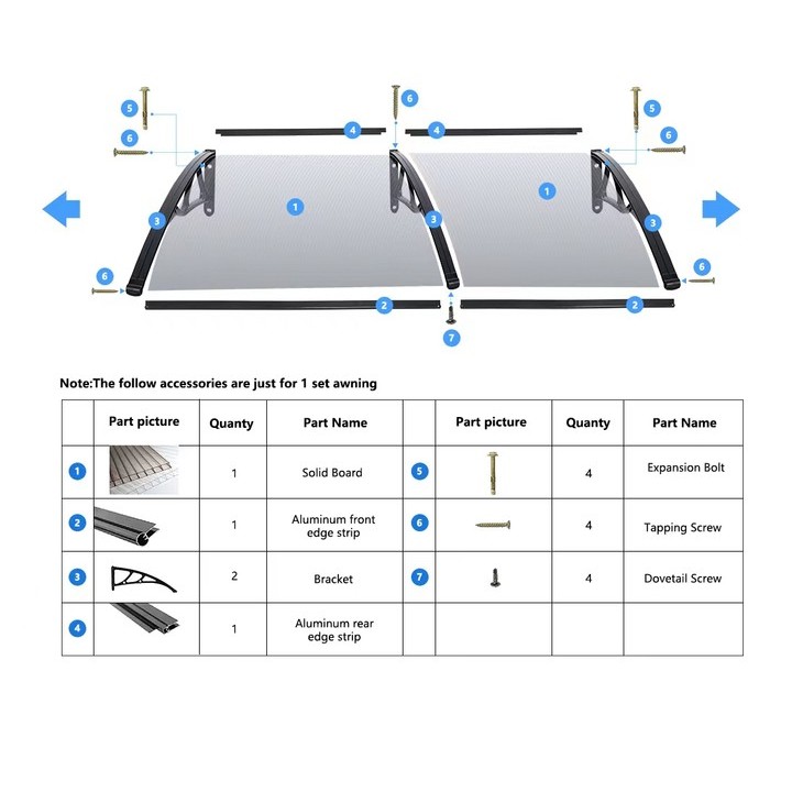 Awning Canopy with Bracket for Door and Window Canopy Roofing ...