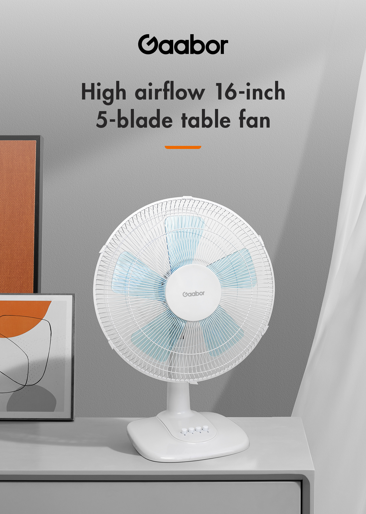Gaabor Stand Fan 3 Wind Levels Wide Range Airflow Noise Deduction 5 ...