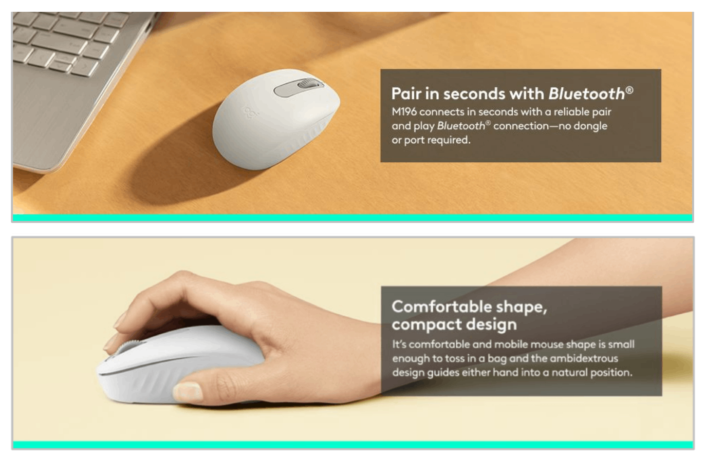 Logitech M196 3-Button 12 Months Battery Life Compact Bluetooth ...
