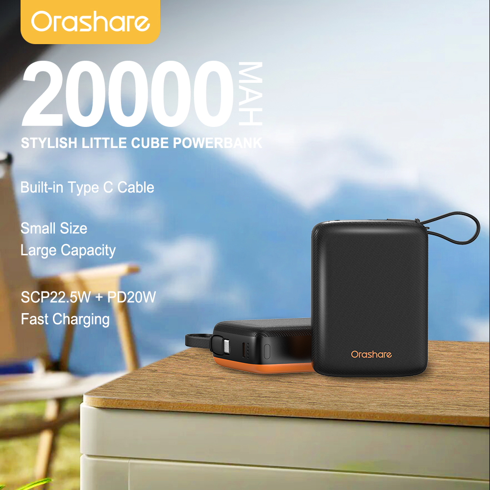 Orashare PM20C Mini Powerbank 20000mAh Built in Type-C Cable 22.5W Fast ...