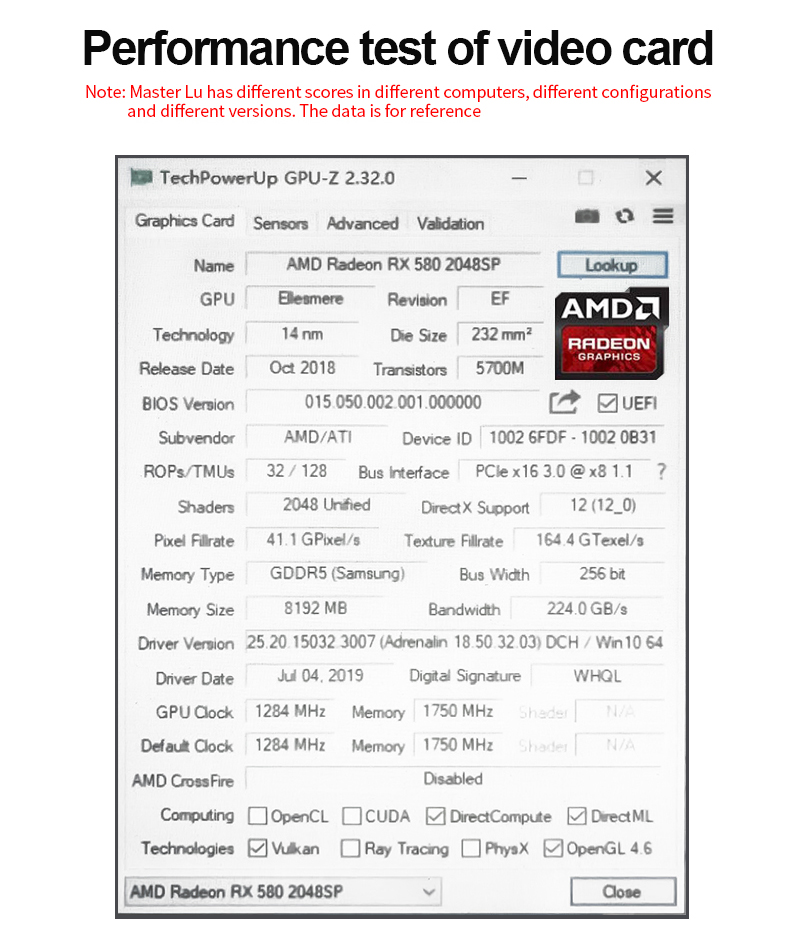 RAMSTA AMD RX550 4GB / RX580 8GB Graphics Card GDDR5 256Bit Computer ...