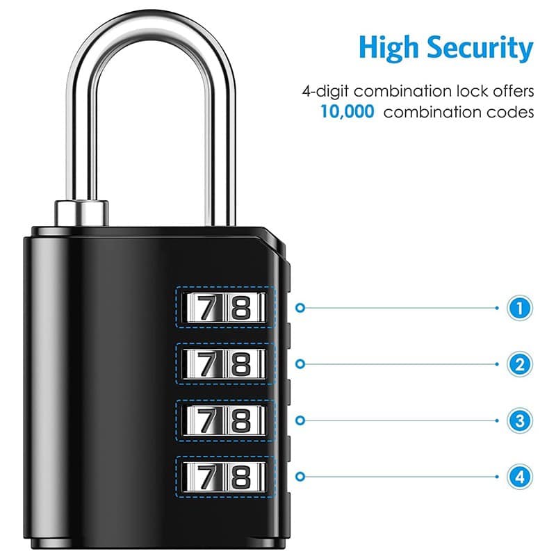 2 way padlock 4-Digit Combination Padlock Weatherproof Code Locks with ...