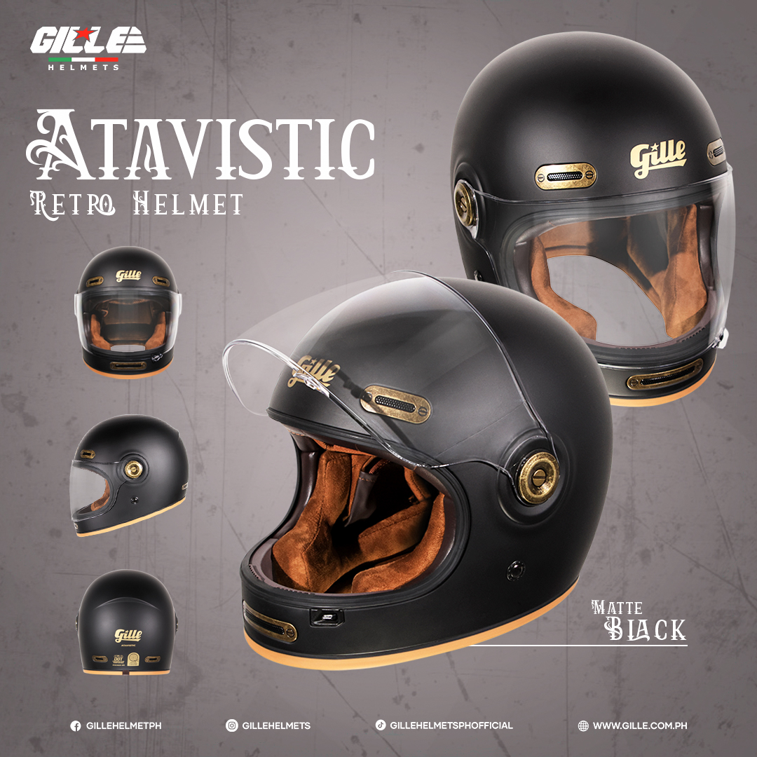 GILLE YM-853 ATAVISTIC PLAIN Motorcycle Classic helmet full face single ...