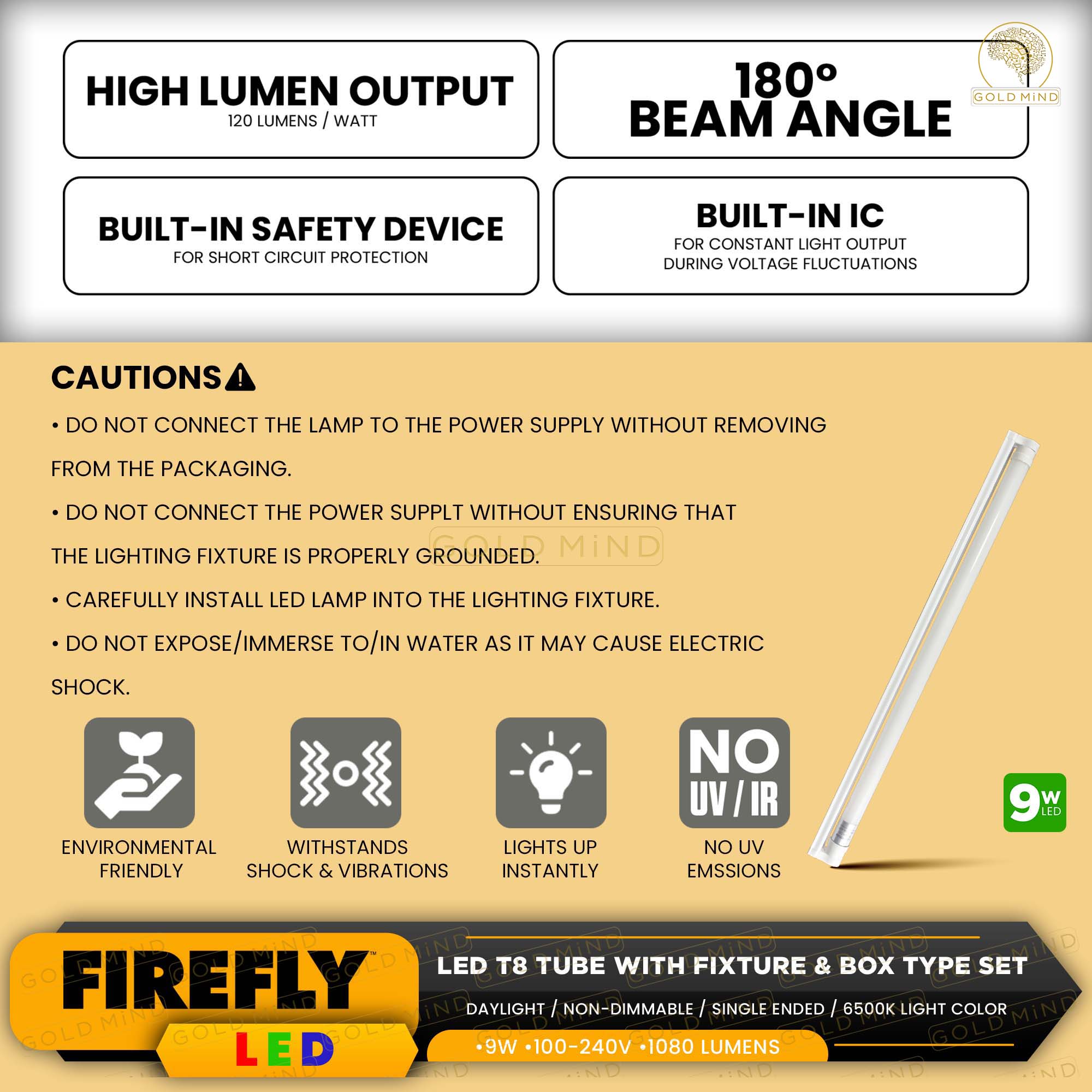 Firefly LED T8 Tube with LED Starter & Tube Box Type Set Single Ended ...