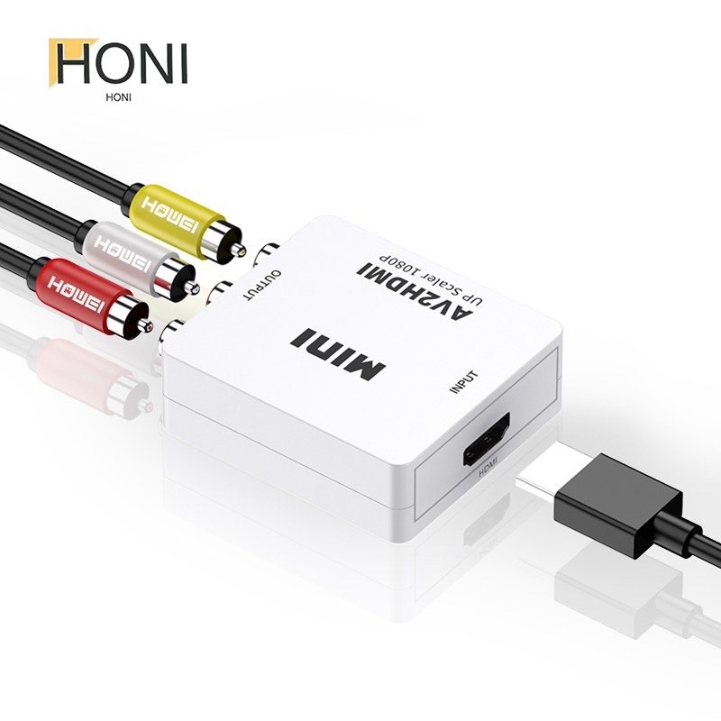 RCA/AV to HDMI Converter 1080P Mini AV2HDMI Converter, USB Powered for ...