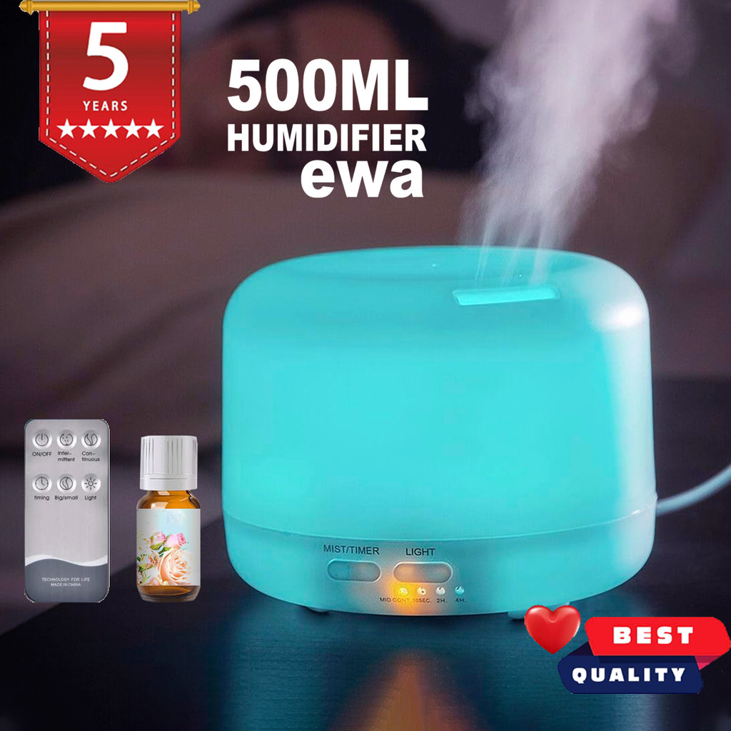 500ML 7 LED Humidifier with Essential oil Ultrasonic Aromatherapy ...