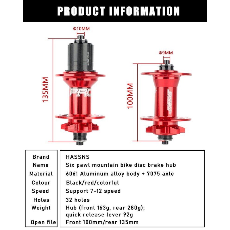 ⚡HASSNS PRO7 MTB Hub 6 Pawls 32 Holes Ultralight Hub 120 Beeps Sealed ...