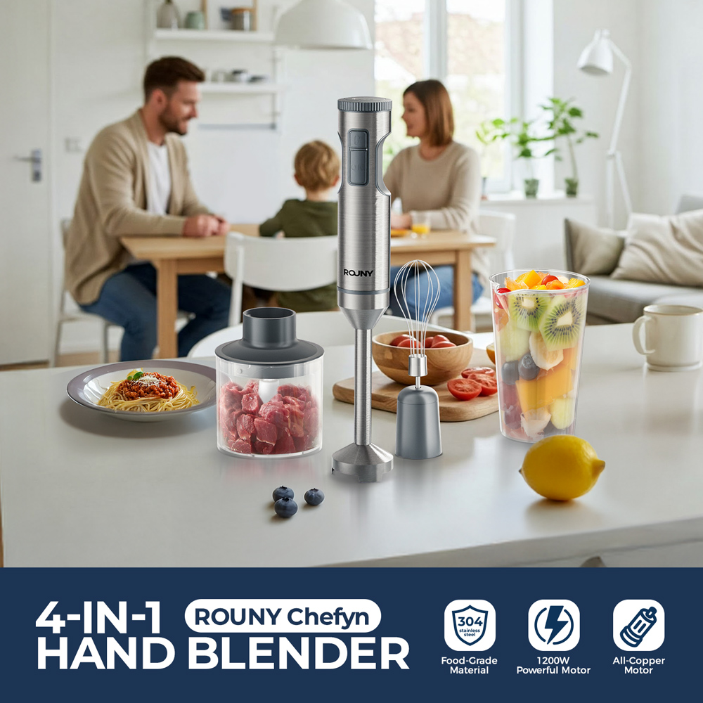 Rouny 800W 4-in-1 Hand Blender Stainless Steel Food Mixer Immersion ...