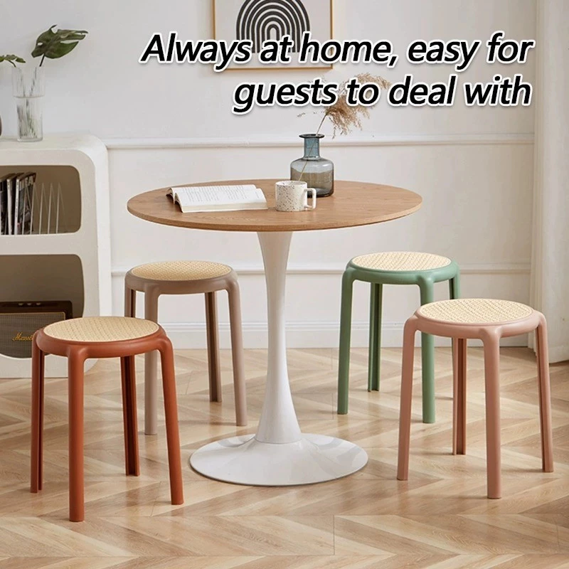 Stackable Plastic Stools Plastic Round Stools Rattan Home Chairs Living ...