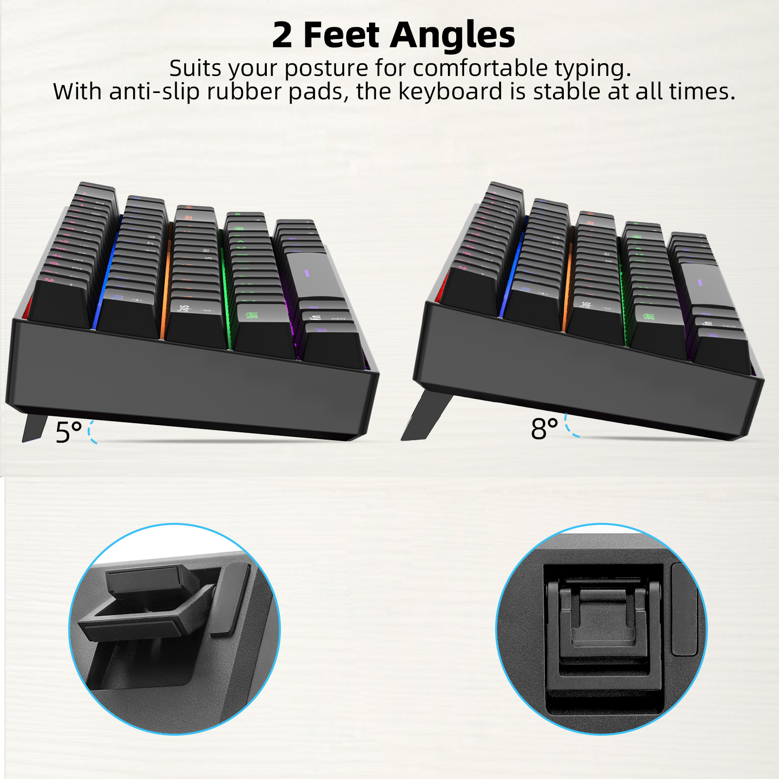 GOOJODOQ Wired Mechanical Keyboard 68 Key Anti-slip for Computer Laptop ...