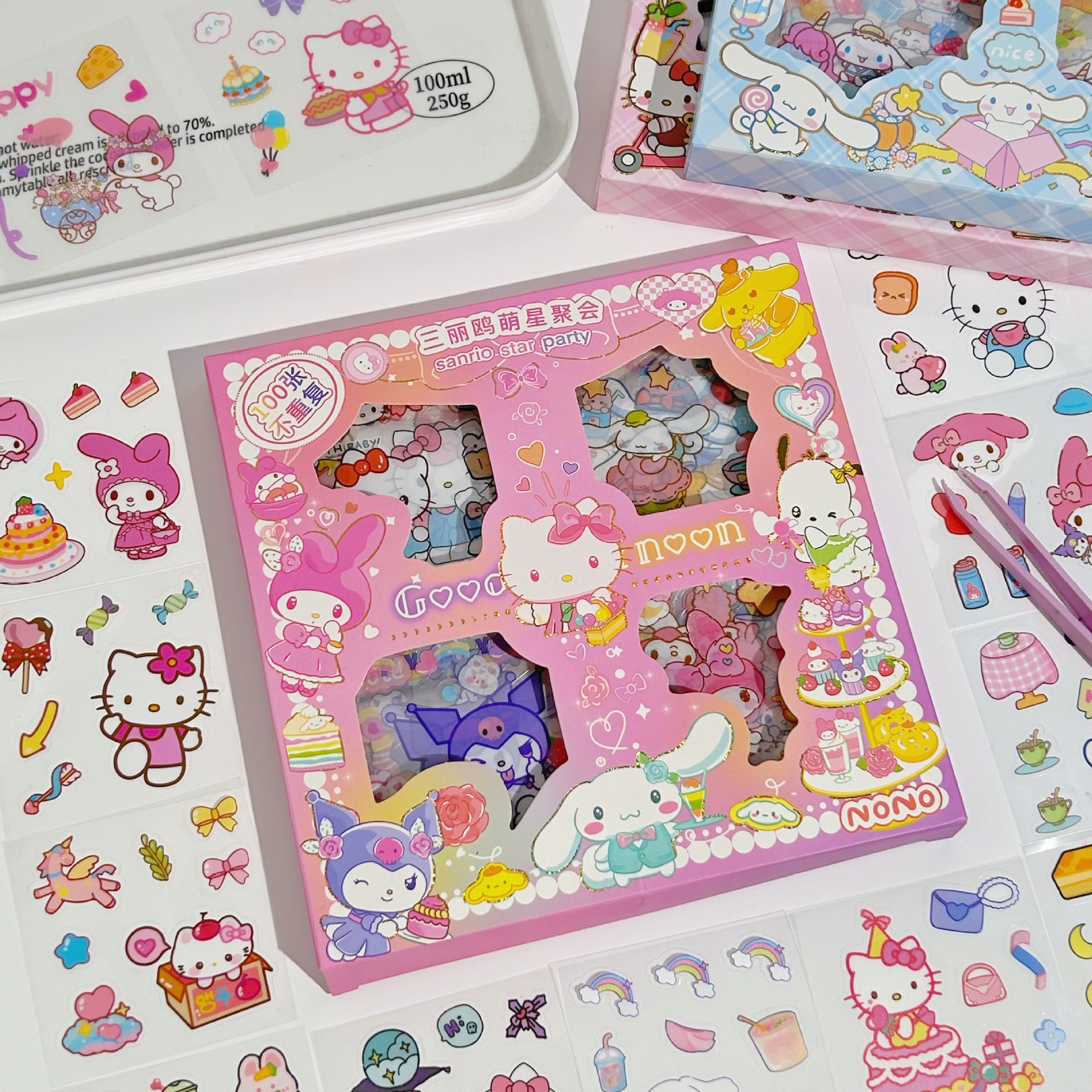 96 Sheets/Box Sanrio sticker Cartoon sticker subject for notebook ...