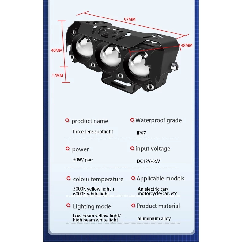 VEX Universal 3-LED Super Bright Spot&Fog Light | Mini Driving Light ...