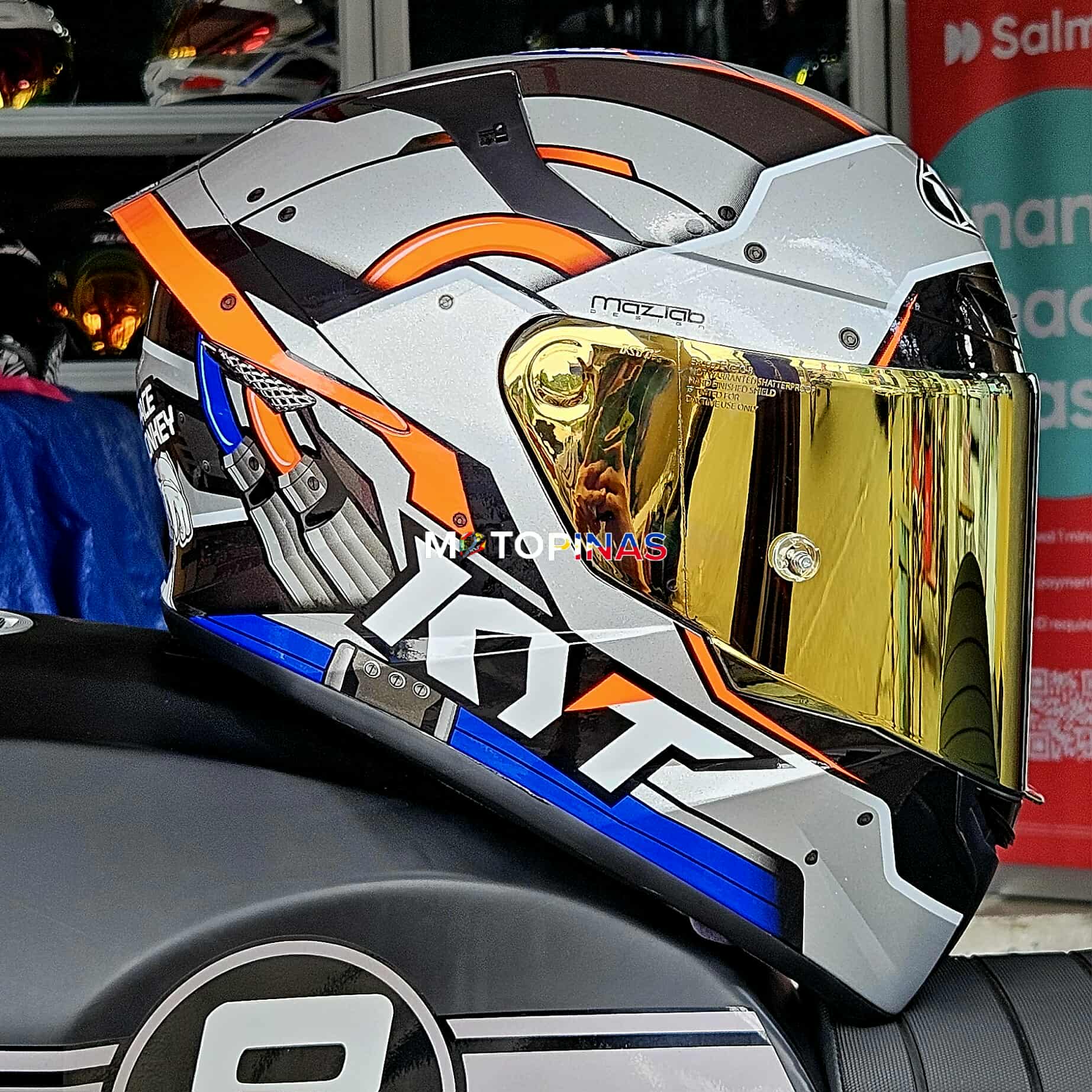 KYT TT-Course Space Monkey Fullface Helmet Single Visor and Iridium ...