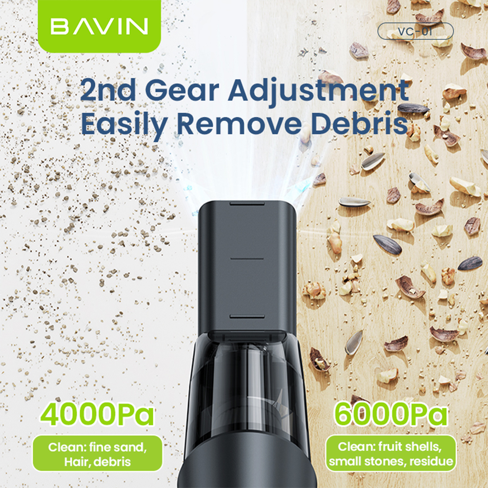 BAVIN VC01 2000mAh 6 in 1 Handheld Wireless Vacuum 6000Pa Suction Wet & Dry Use for Home & Car ...