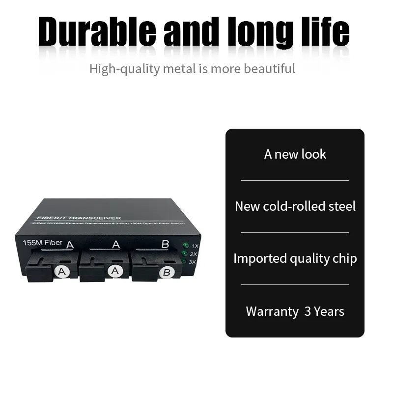 100Mbps 3 Optical 2 Electrical Single-mode Fiber Transceiver Switch ...