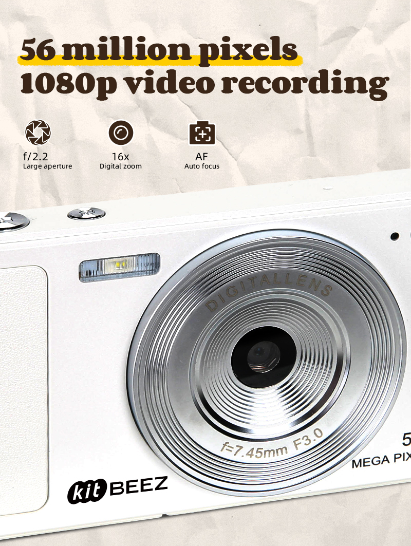 【KiTBEEZ KF-2】Retro 56MP CCD Digital Camera 16X Zoom AF Autofocus Built ...