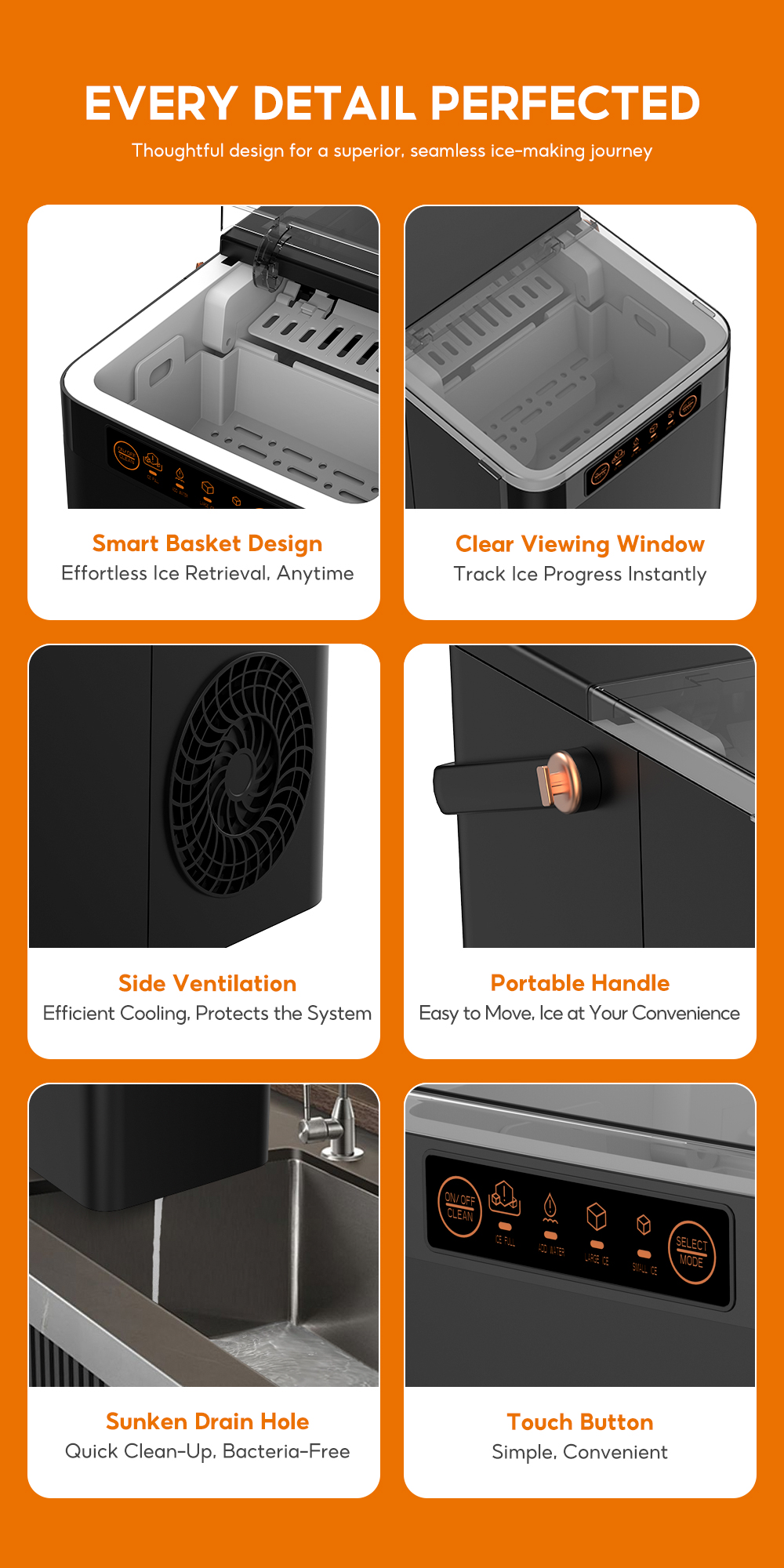 EYSIN Automatic Ice Maker Portable Fast Cooling Selectable Ice Cube ...