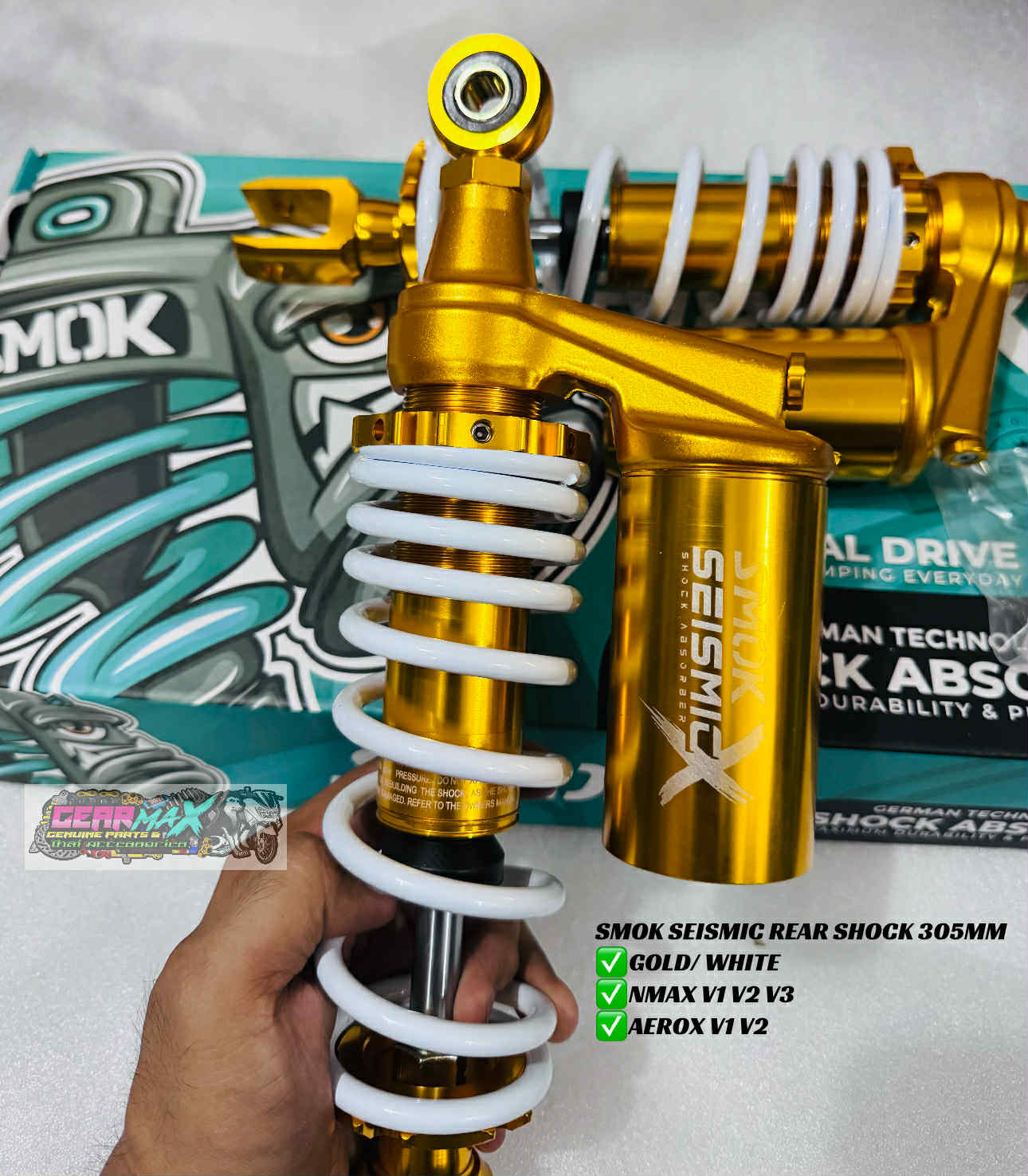 SMOK SEISMIC REAR SHOCK 305MM NMAX V1 V2 V3, AEROX V1 V2 | Shopee ...
