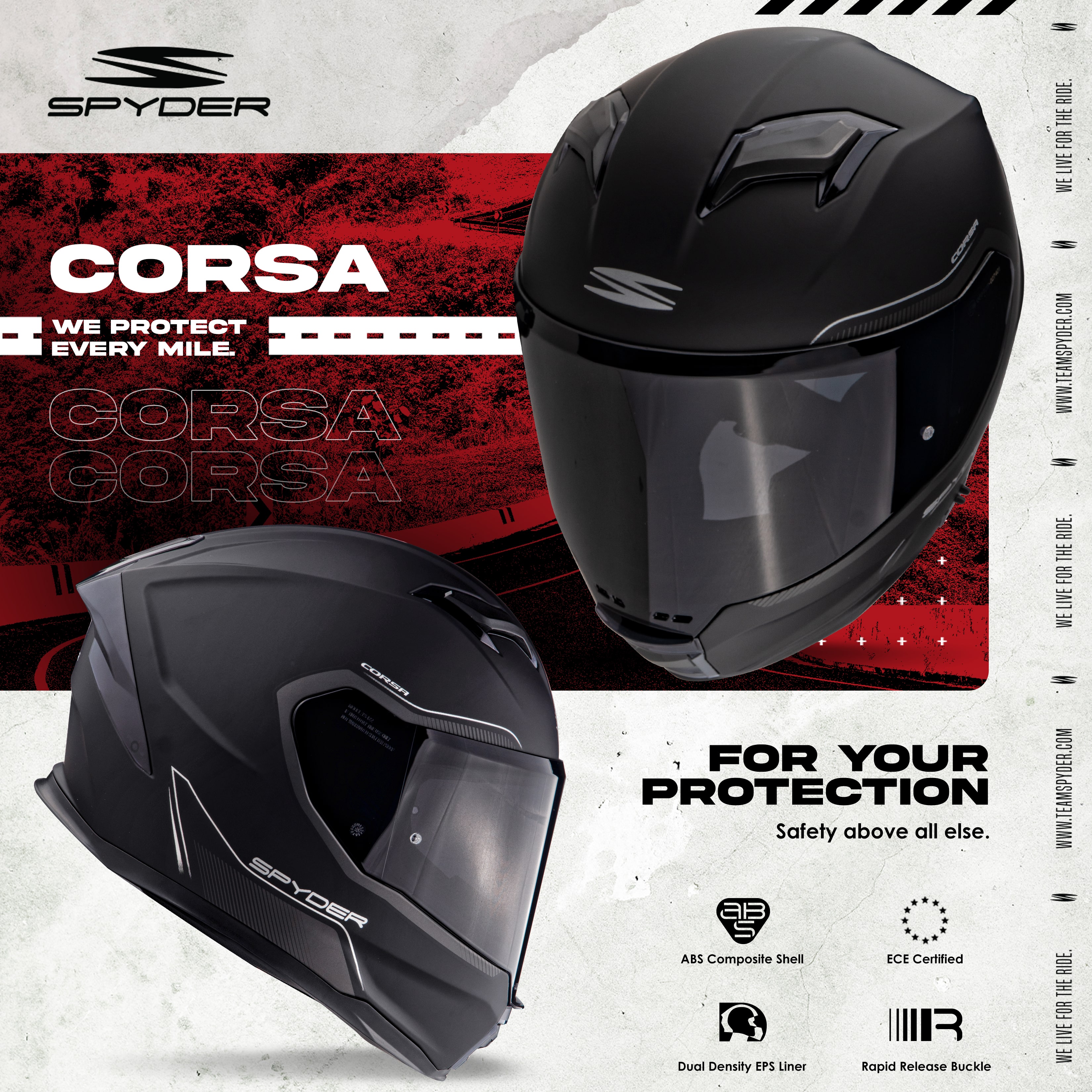 Spyder CORSA PD S0 V2 Full Face Dual Visor Motorcycle Helmet | ECE ...