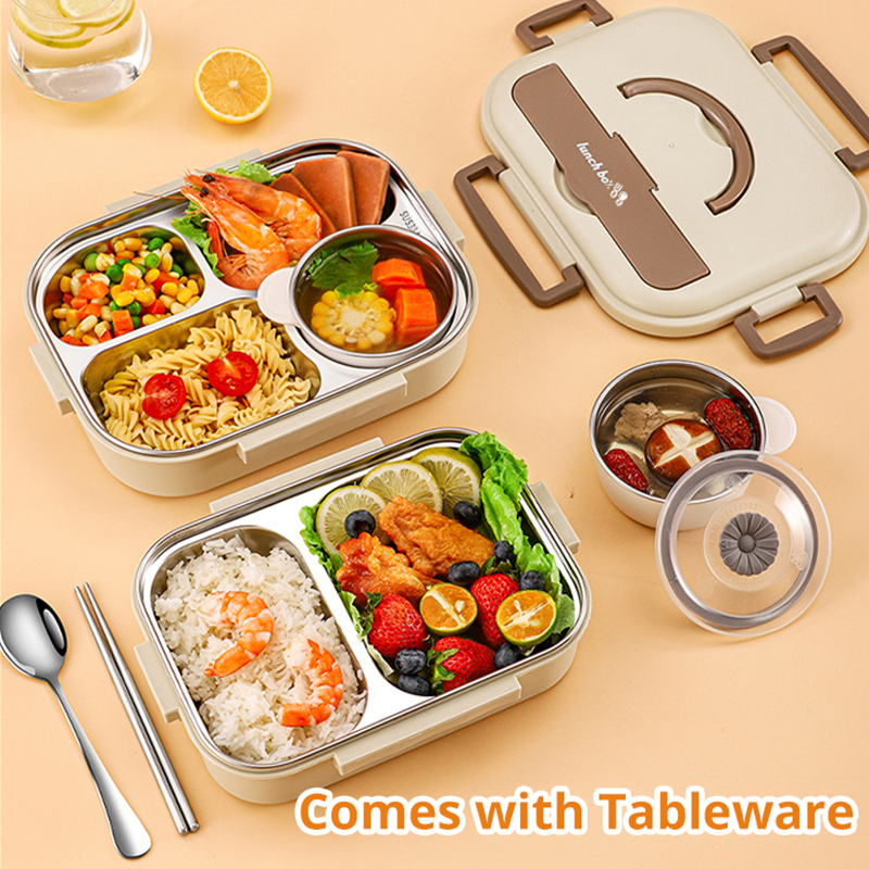 2/3 Grids Lunch Box 304 Stainless Steel Lunch Box Kids Adults Portable ...