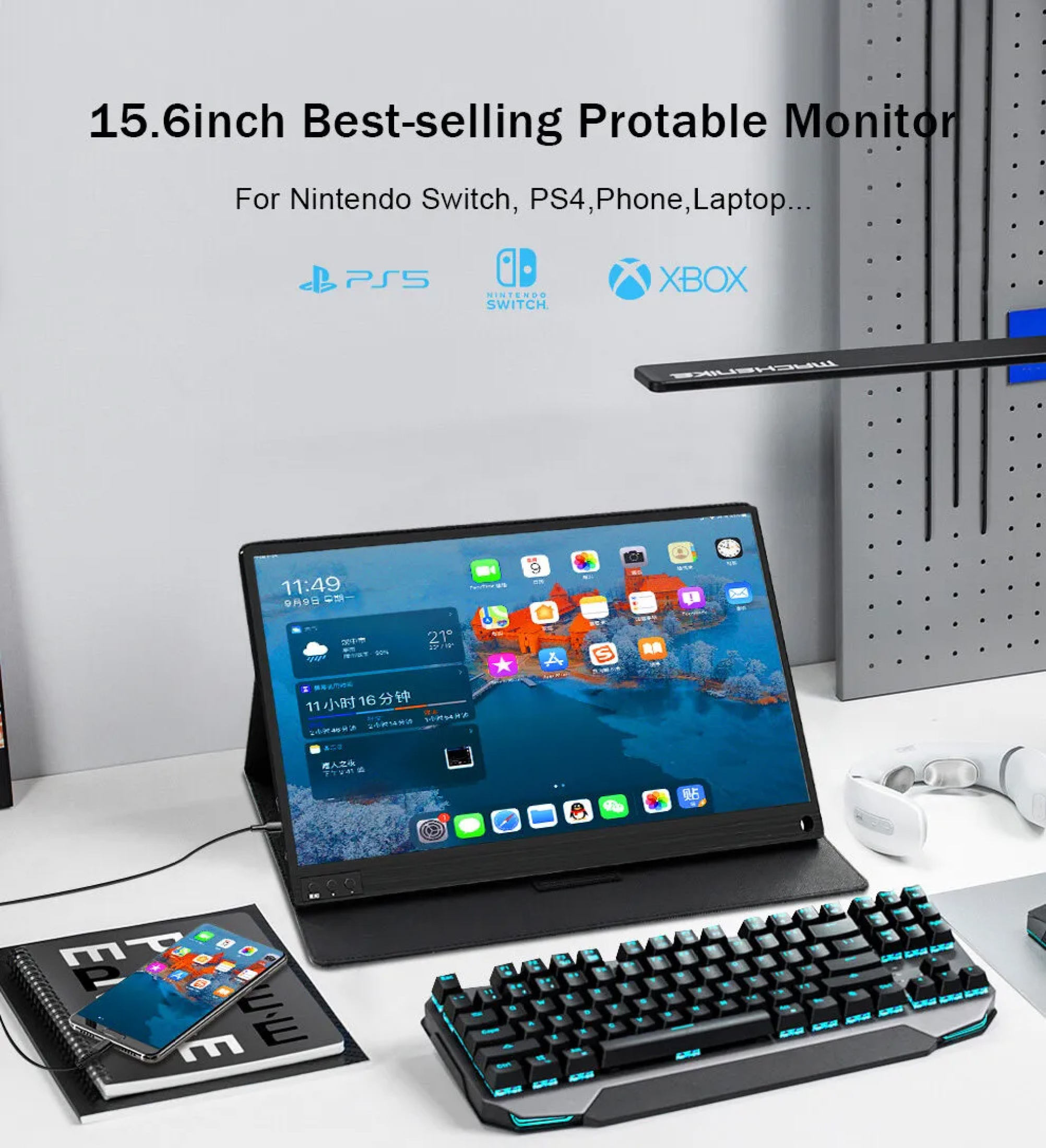 EXPOSE Portable Monitor for Laptop 15.6" Touch 144HZ Speaker Gaming ...