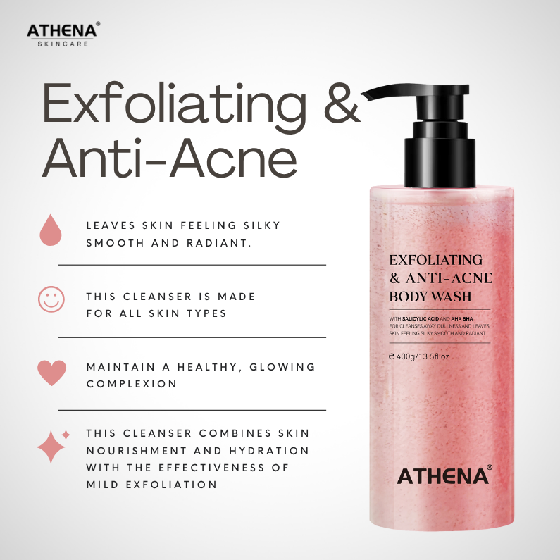 Athena Exfoliating & Anti-Acne Body Wash with Salicylic Acid, AHA BHA ...