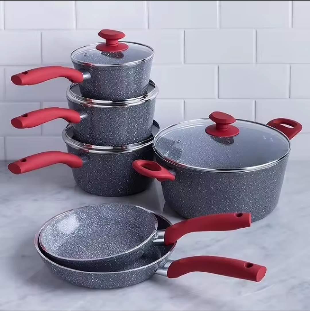 Non Stick Ceramic Cookware Set, Healthy Pot And Flat Bottomed Pot Set ...