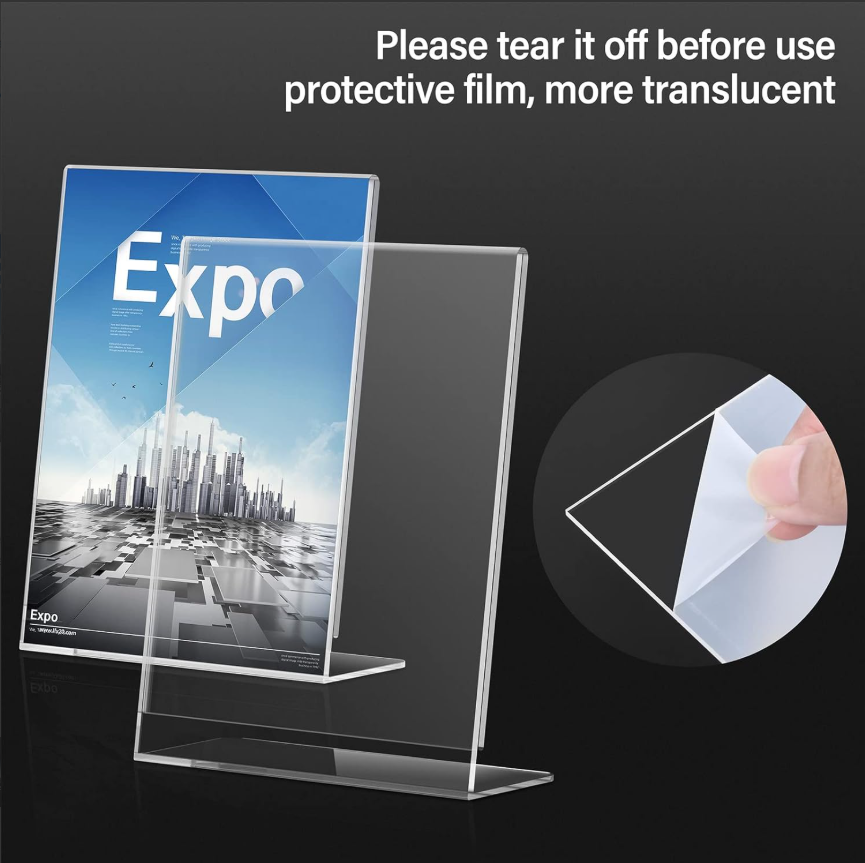 3PCS ACRYLIC SIGN HOLDER SLANT BACK SIGN HOLDERS CLEAR FRAME L SHAPE ...