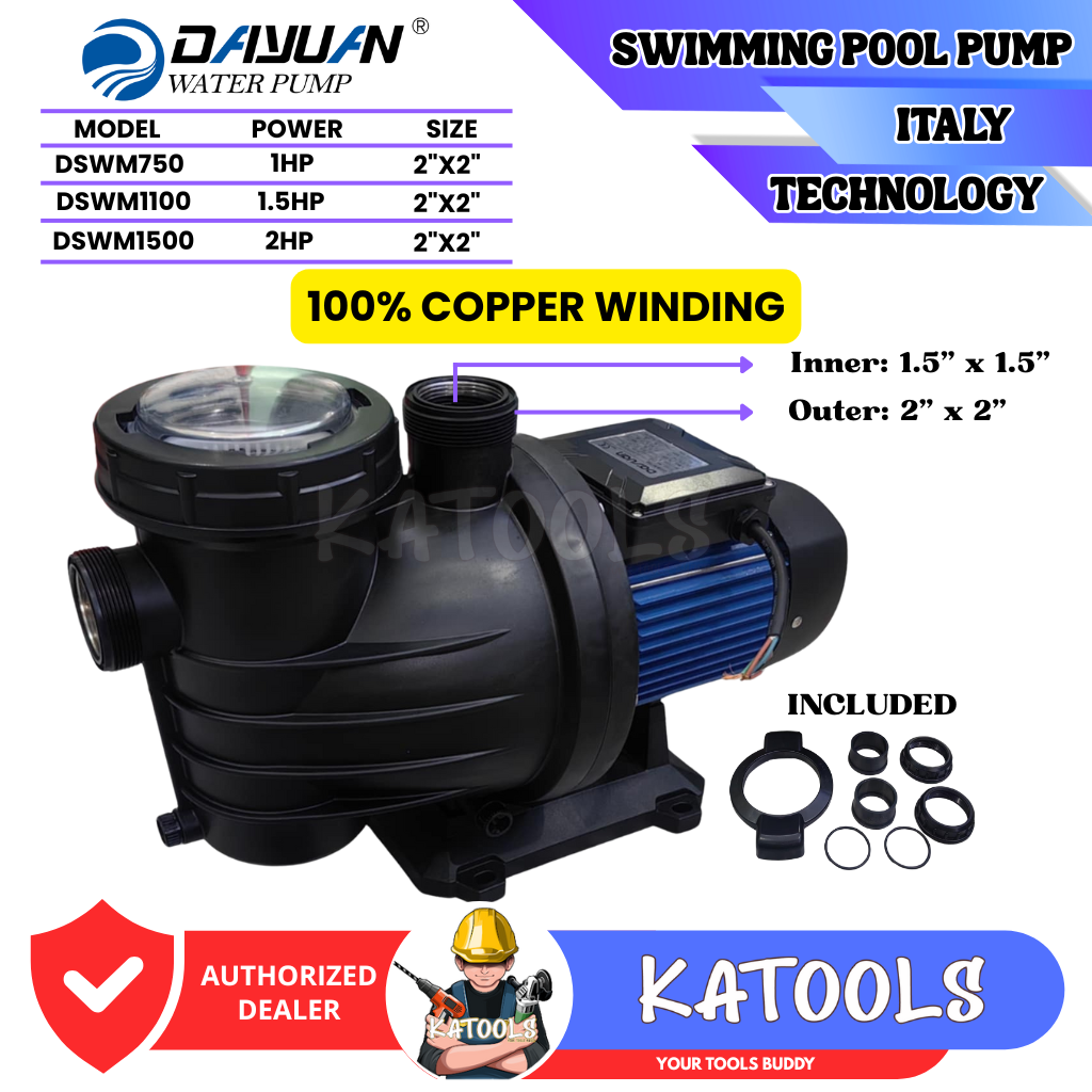DAYUAN Italy Tech Swimming Pool Pump Water Pump with Copper Winding for ...