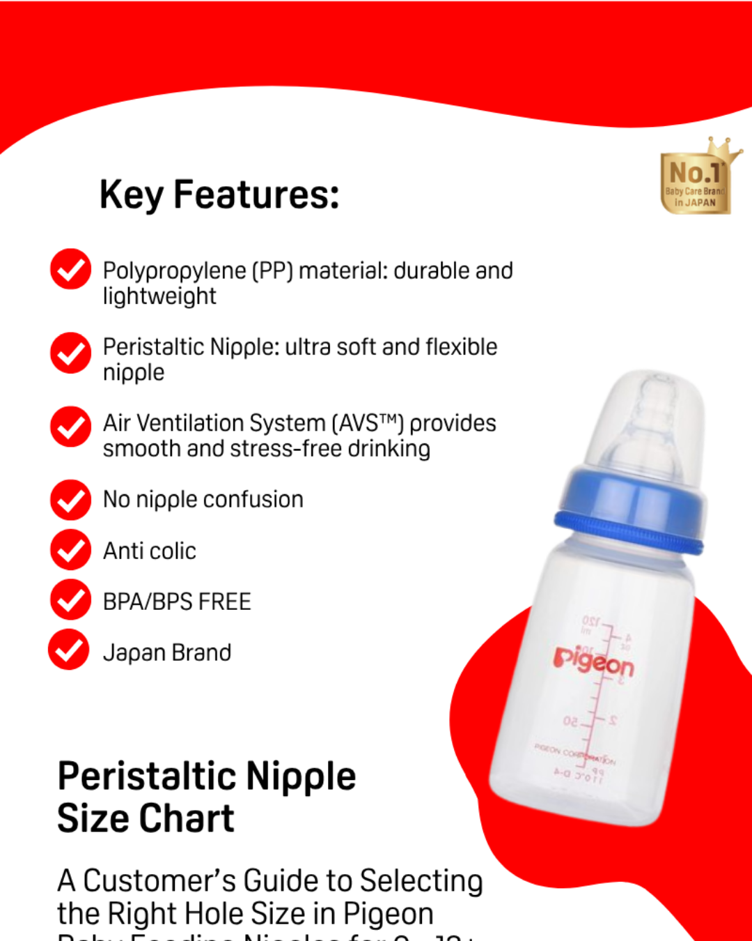 Pigeon Official - RPP Standard Feeding Blue Bottle Slow Flow (S) for ...