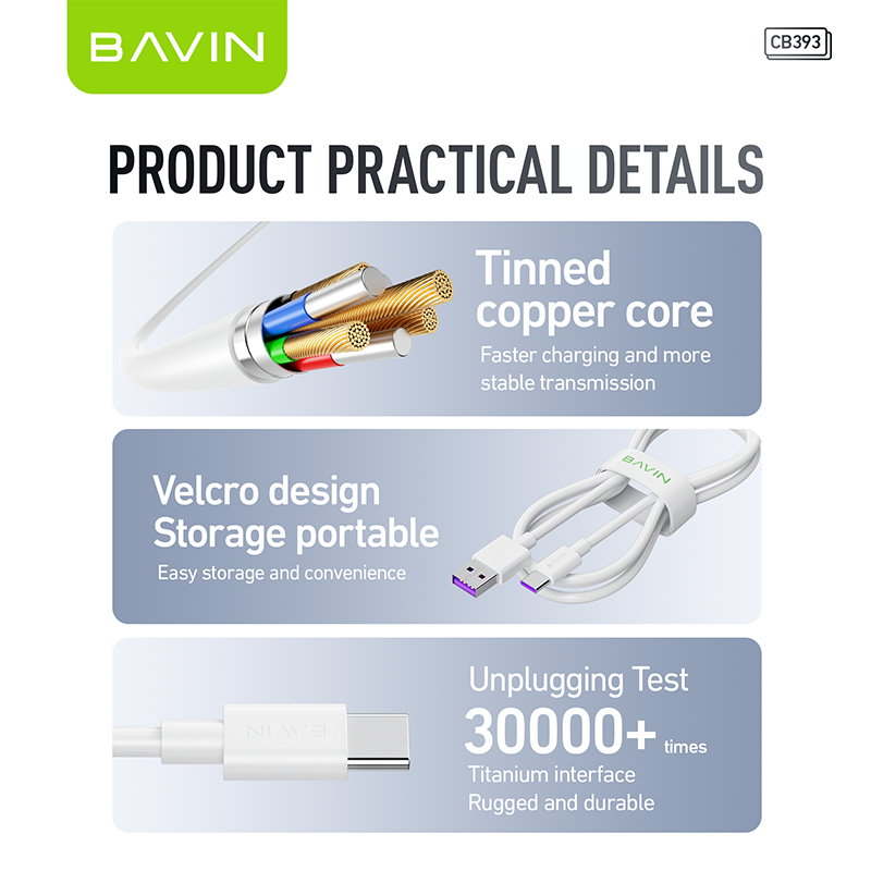 BAVIN CB393 6A Fast Charging & High-Speed Data Transfer USB to Type-C ...