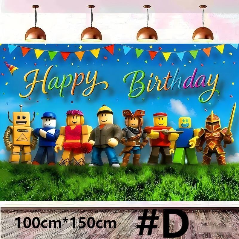 (No customized)150*180cm/100*150cm birthday backdrop Cloth Roblox party ...