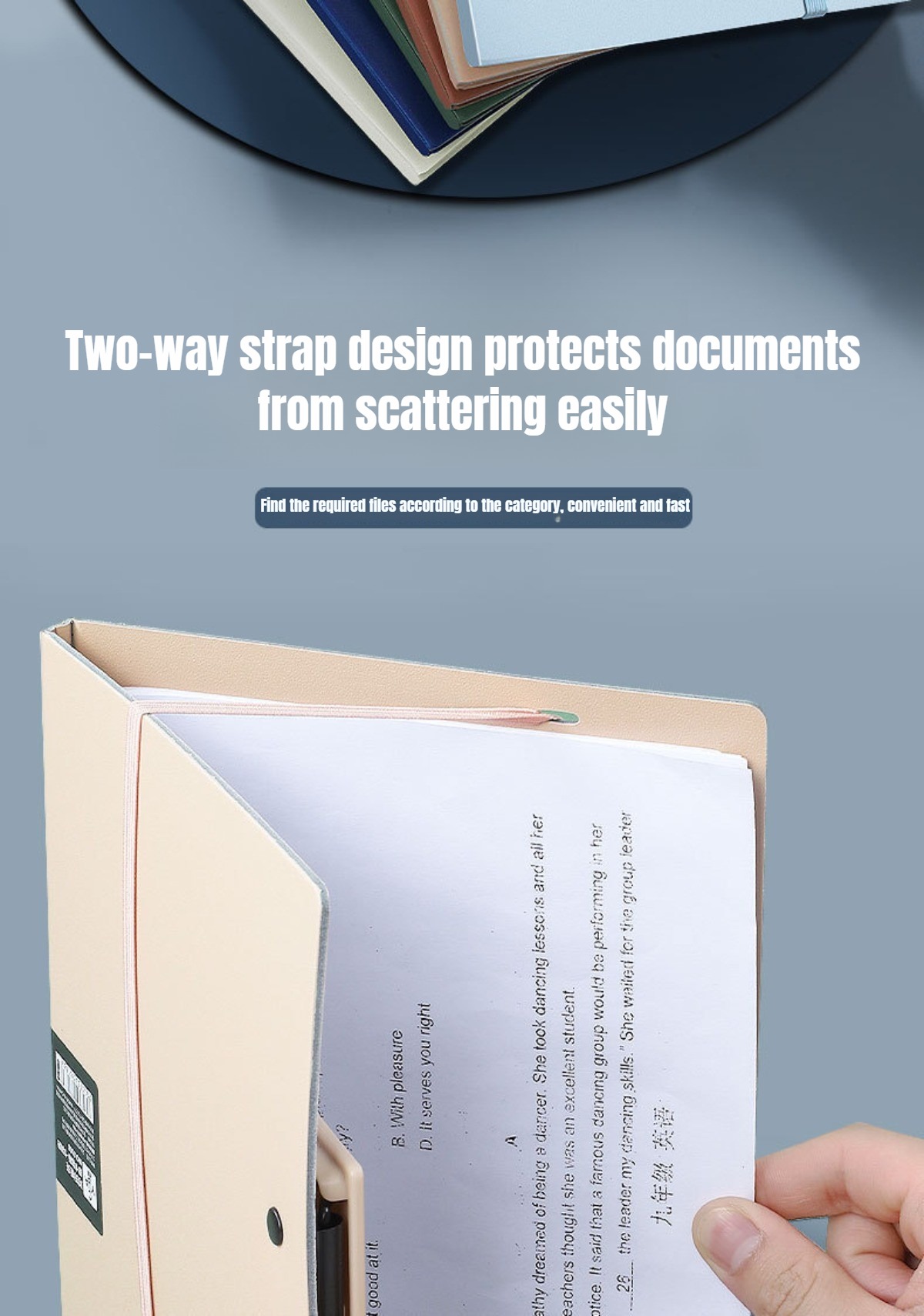 A4/Long Portable Foldable Folders Folding Paper Organizer With Straps ...