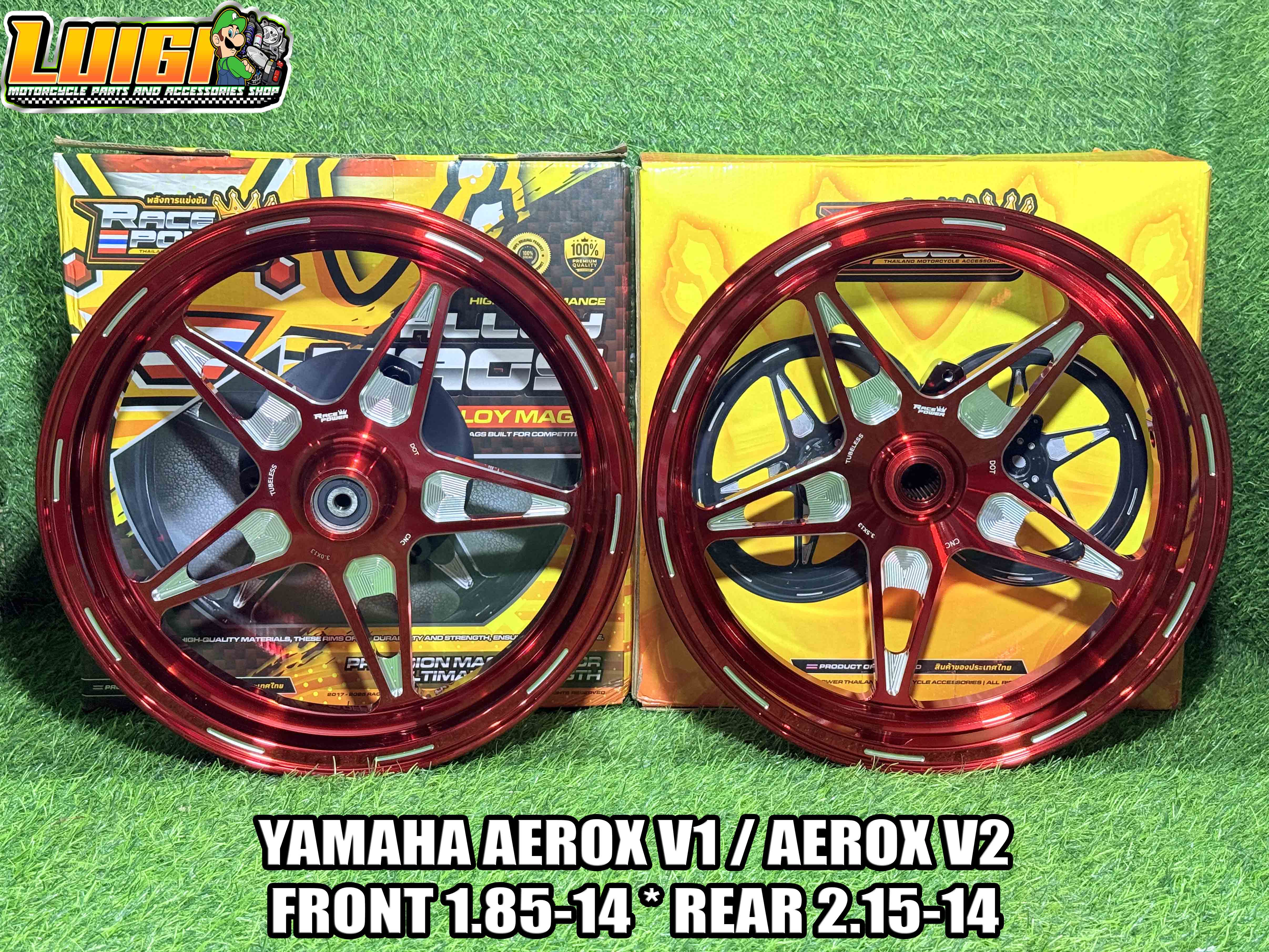 RACE POWER CNC MAGS 14s 5 SPOKES YAMAHA AEROX V1 / AEROX V2 (100% ...