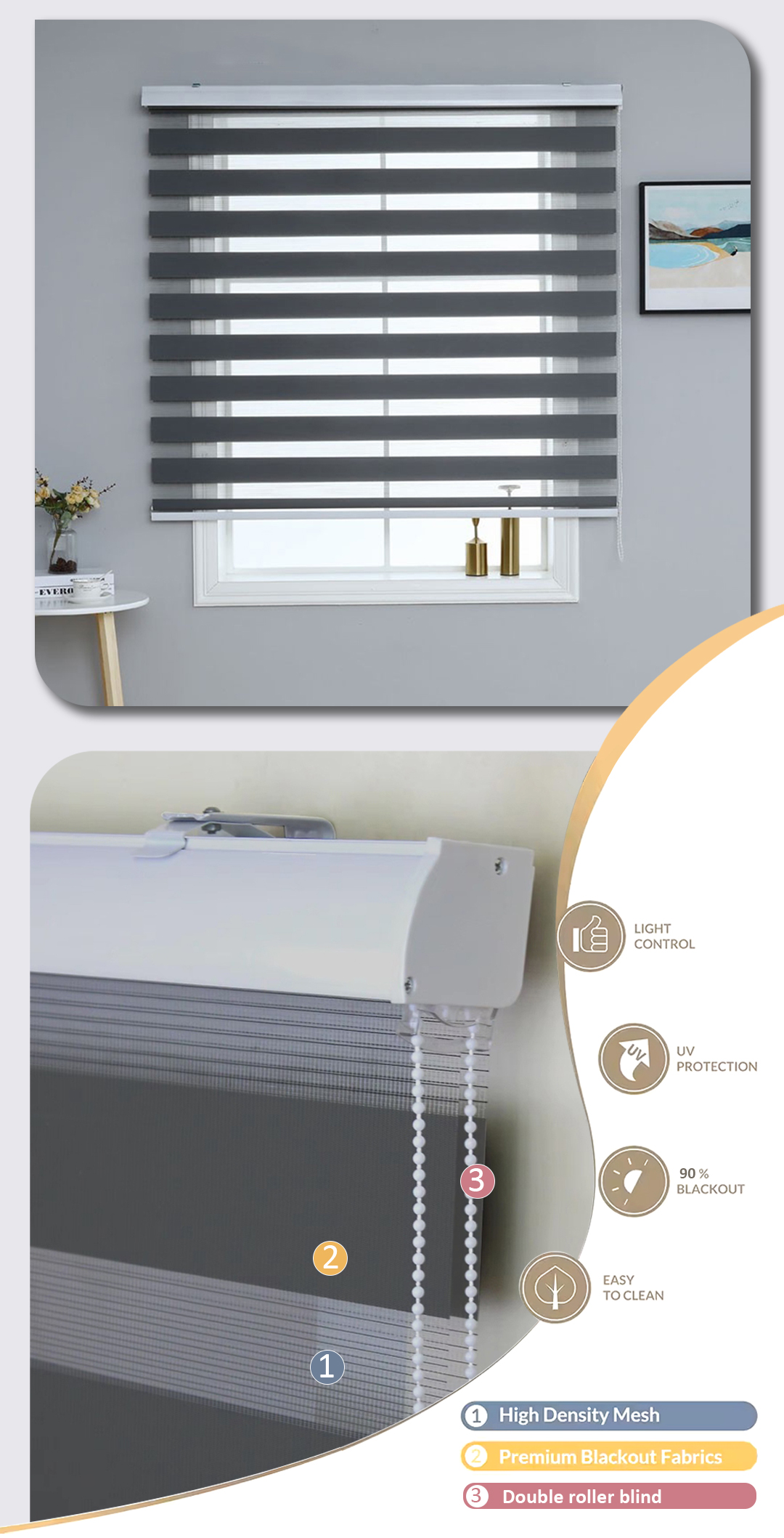 180cm/160cm/150cm/120cm/90cm Curtain Blinds for Windows Korean Blinds ...