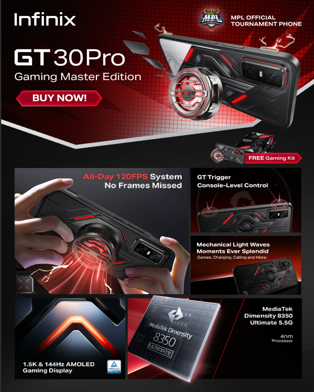 Infinix GT 30 Pro 5G: (up to 24GB [12+512] Gaming Master Edition, 120 ...