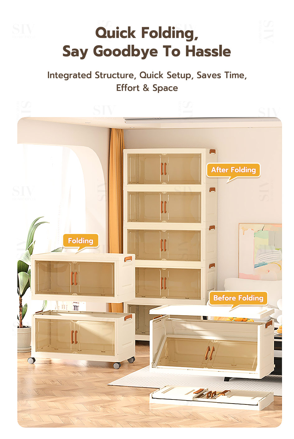 StaxHomedeco 40-60cm Plastic Folding Storage Cabinet Organizer Foldable Gap Storage Cabinet Box ...