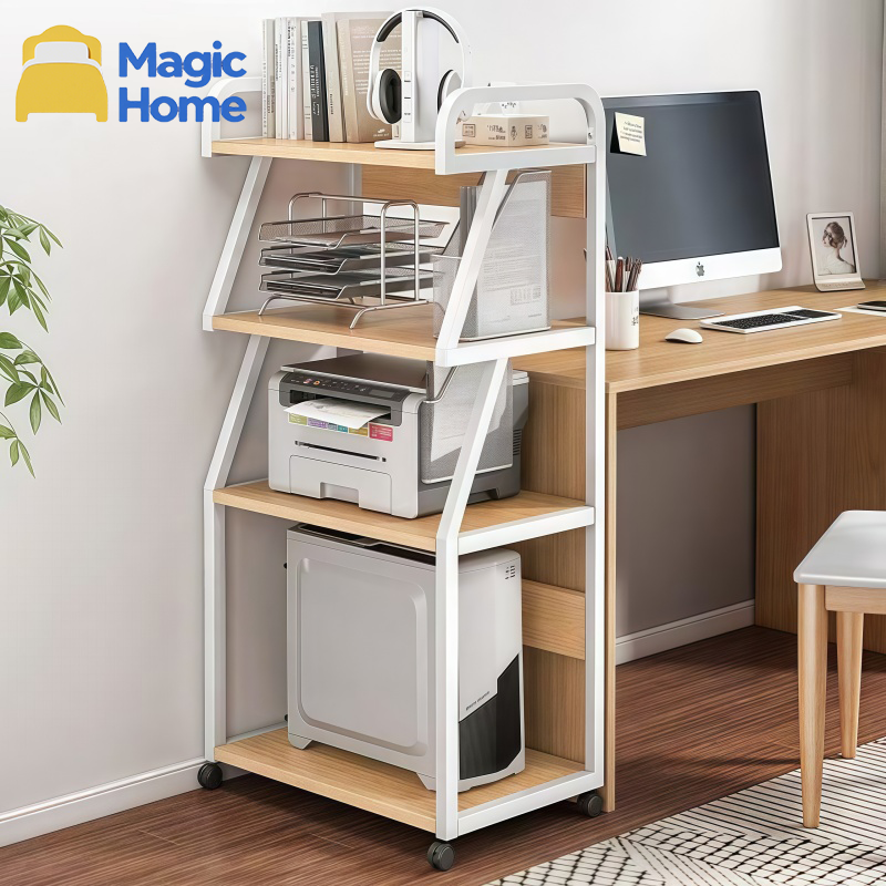 Printer Storage Rack With Wheels Movable Metal Floor Office CPU Stand ...