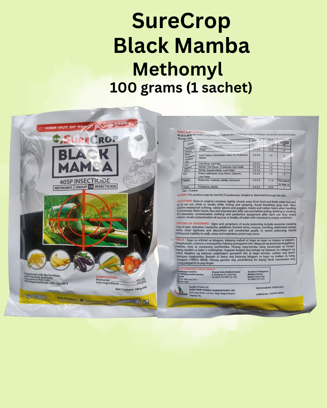 Black Mamba 40sp Methomyl by surecrop 100 grams 1 sachet | Shopee ...