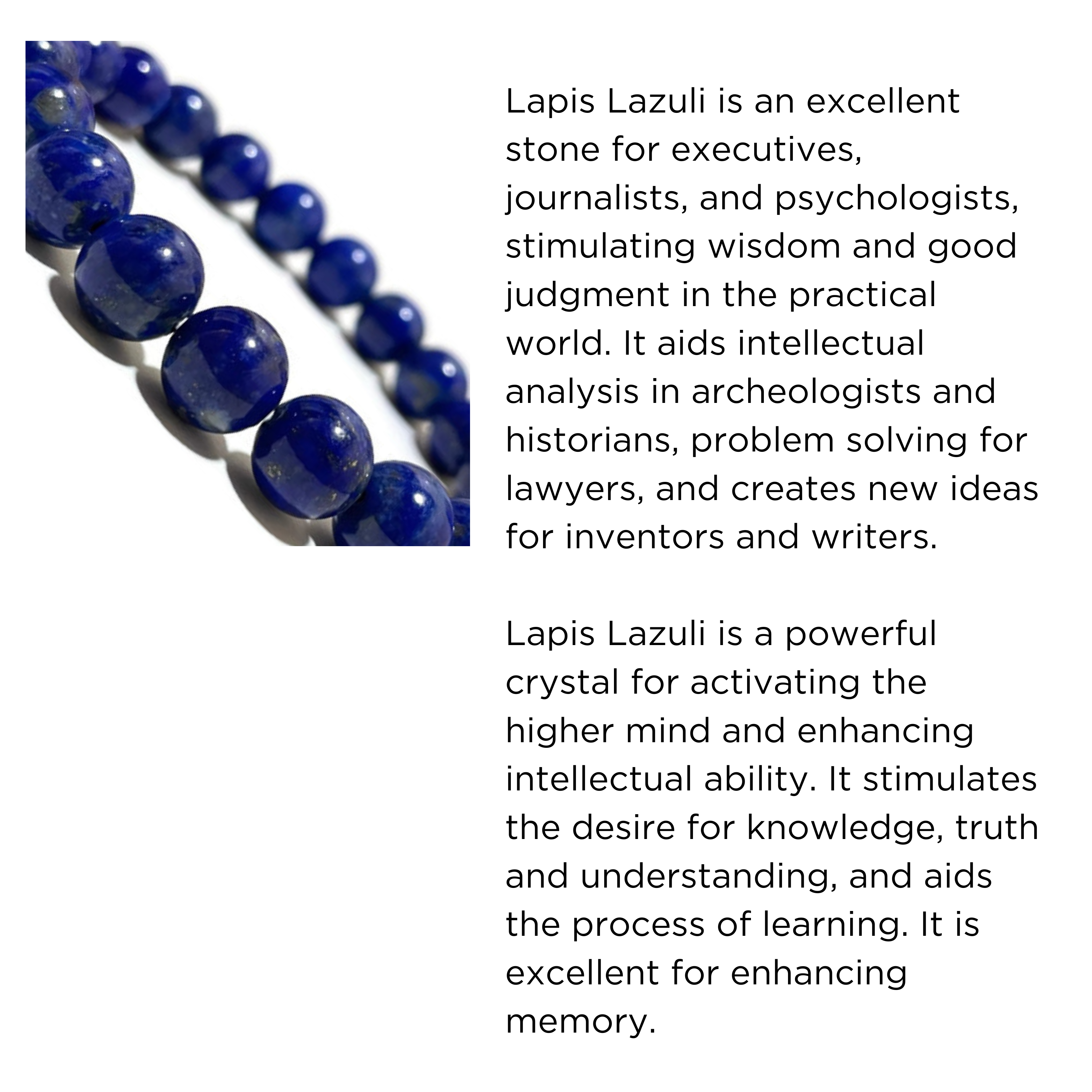 MEG High Quality Lapis Lazuli Bracelet Natural Healing Crystal Beads ...