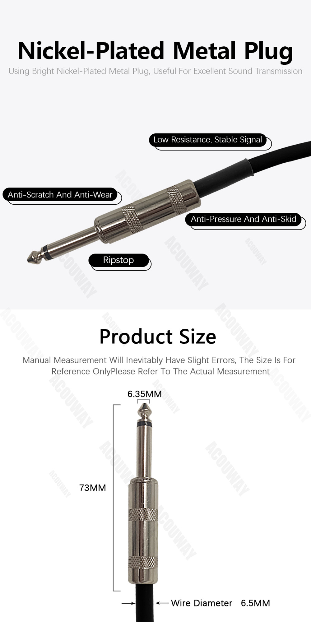 Acouway Electric Guitar cable wire Cord Jack line Noise reduction bass ...