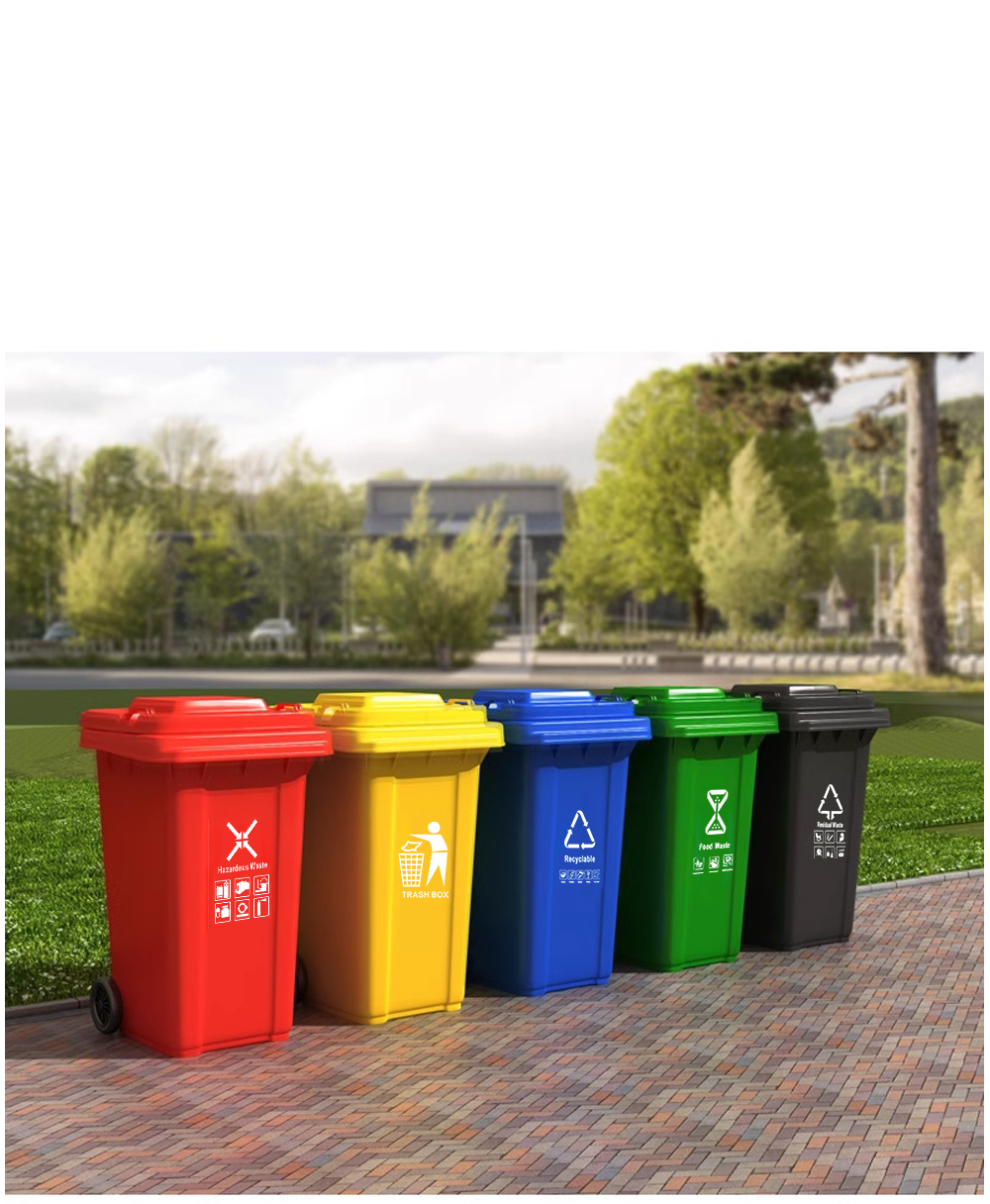 240L Trash Bin Outdoor Big Impact-Resistant Sanitation Garbage Bin Can ...
