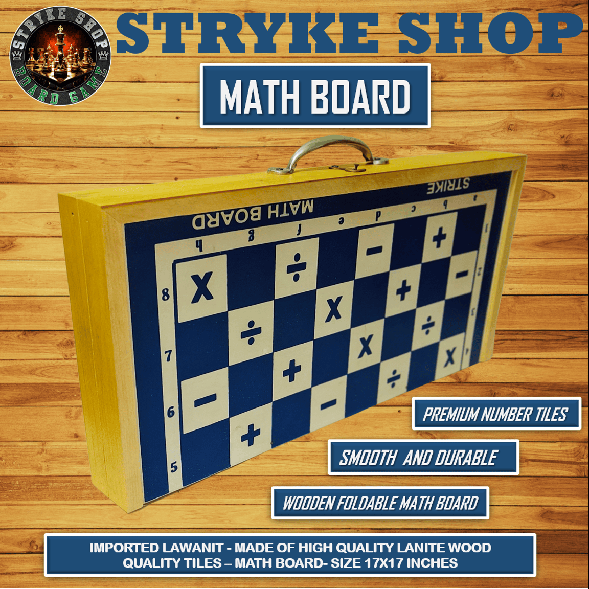 Premium Wooden Damath Board – Educational Math & Strategy Game ...