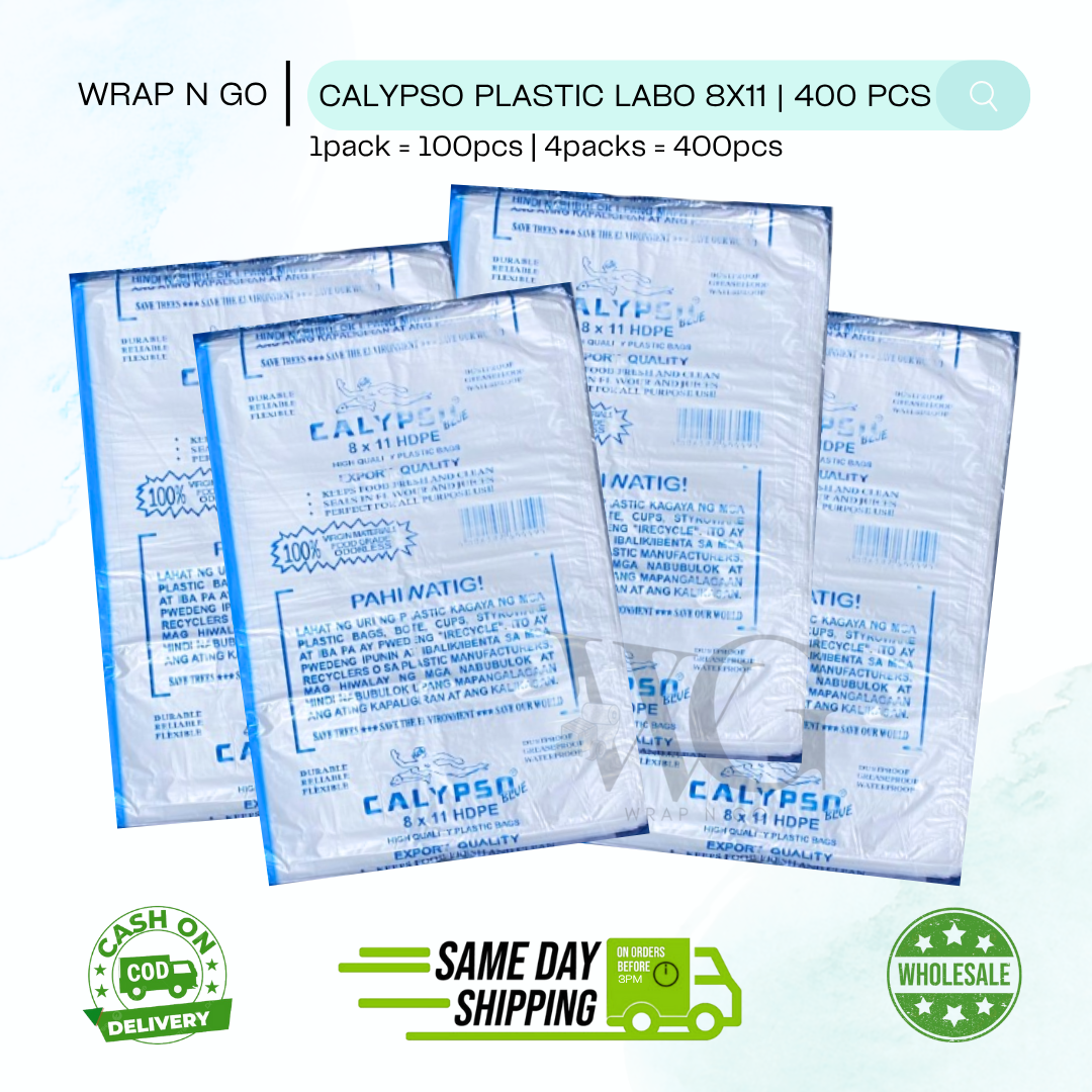 WnG Calypso Plastic Labo Bag 8x11 & 10x14 inches | Clear Poly Bag | 400 pcs (100 pcs/pack ...