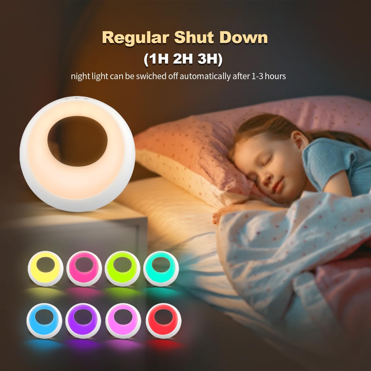 RGB Bedside Lamp PH Touch Control Timer Night Light for Kids Adults ...